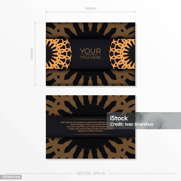 Template Vektor Bergaya Untuk Kartu Pos Desain Cetak Dalam Warna Hitam