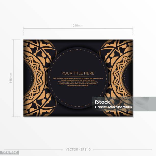 Desain Vektor Warna Hitam Kartu Pos Dengan Pola Oranye Desain Kartu