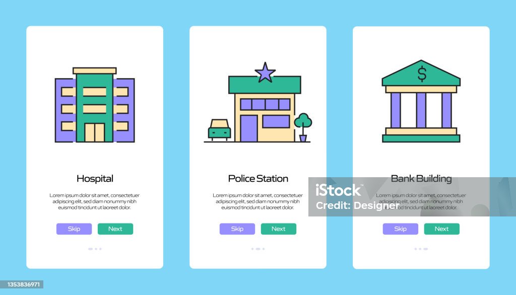 City Life Concept Onboarding Mobile App Page Screen With Line Icons Ux