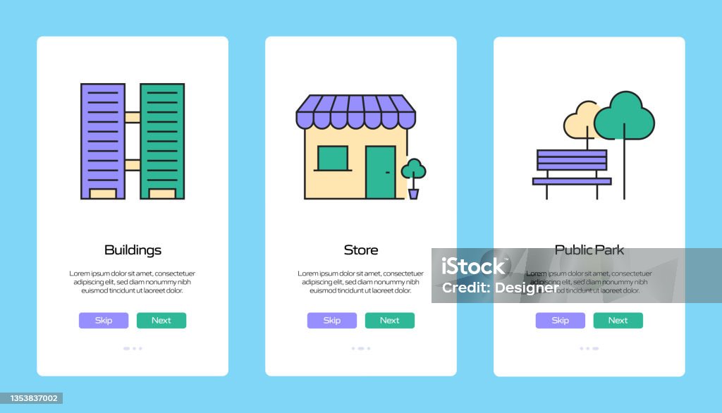City Life Concept Onboarding Mobile App Page Screen With Line Icons Ux