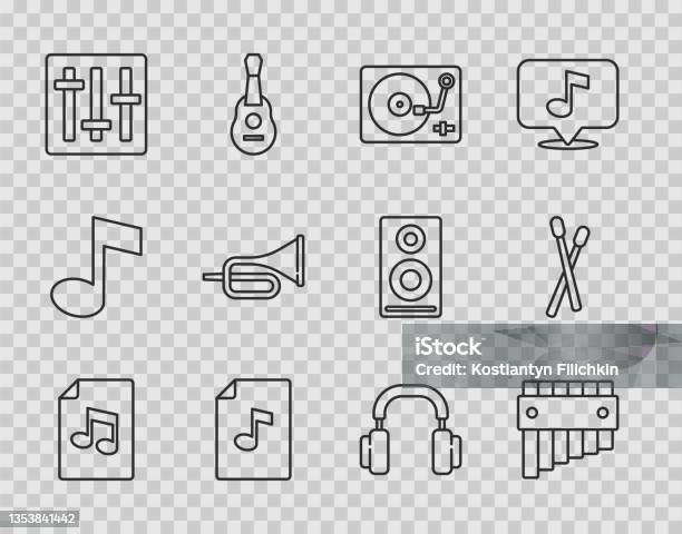 Atur Garis Buku Musik Dengan Catatan Seruling Pan Disk Vinil Vinil