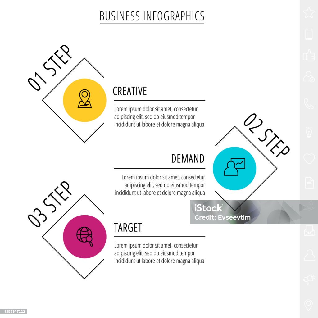 Dünne Linienvektorinfografiken Mit Drei Kreisen Und Beschriftungen ... Dünne Linienvektorinfografiken Mit Drei Kreisen Und Beschriftungen ...