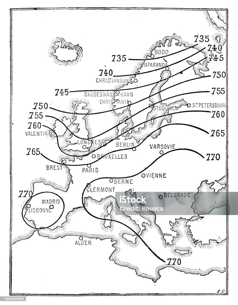 Illustration Ancienne Carte Isobar Vecteurs Libres De Droits Et Plus Dimages Vectorielles De
