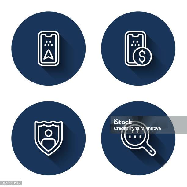 Vetores De Definir A Linha Infográfico Do Mapa Da Cidade Mobile Banking