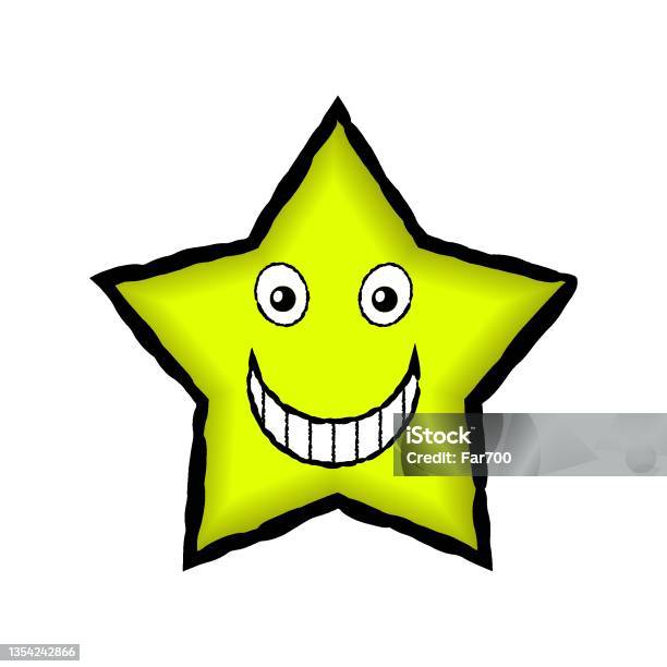 Joyeux Icône Détoile Jaune Dessin Vectoriel Objet Isolé Sur Fond Blanc