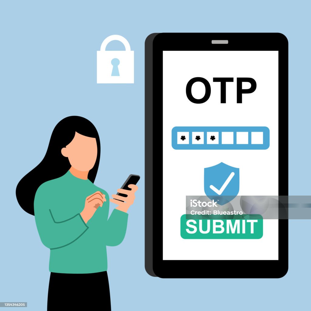 Woman Using Security Otp One Time Password Verification For Mobile App