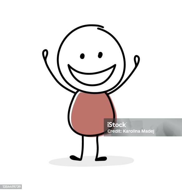 Bon Stickman Personnage De Dessin Animé Montrant Des Gestes Vecteur