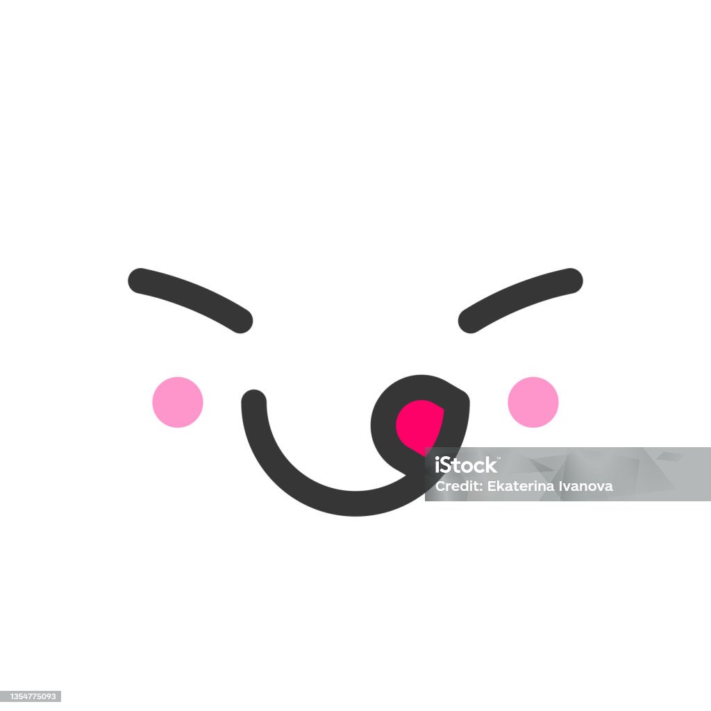 Vetores De Provocação Com Língua Kawaii Rosto De Emoção Bonito Ícone