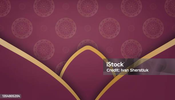 Template Spanduk Burgundy Dengan Ornamen Emas Vintage Dan Ruang Logo