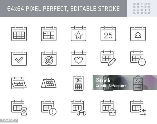 Icônes De Ligne De Calendrier Lillustration Vectorielle Comprend Licône Sablier Date Limite