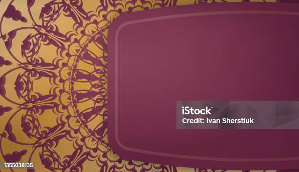 Spanduk Burgundy Dengan Ornamen Emas Yunani Dan Tempat Untuk Teks