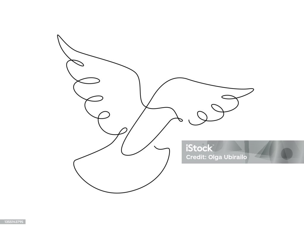 Un Dessin Au Trait Continu De La Colombe Volante Oiseau Symbole De Paix