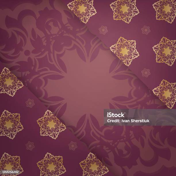 Kartu Warna Burgundy Dengan Ornamen Emas Abstrak Untuk Merek Anda