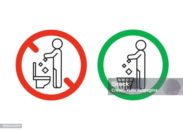 Rule Take Out Trash In Basket But Not In Toilet Pan Prohibition Warning ... Rule Take Out Trash In Basket But Not In Toilet Pan Prohibition Warning ...