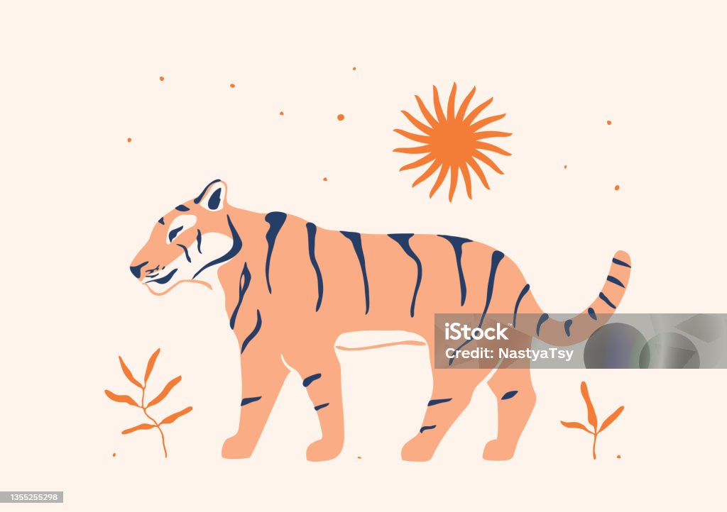 Seni Modern Dicetak Dengan Harimau Matahari Abstrak Dan Tanaman ... Seni Modern Dicetak Dengan Harimau Matahari Abstrak Dan Tanaman ...