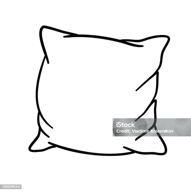 Pillow Thin Line Icon Sleep Symbol Isolated On White Background Stock