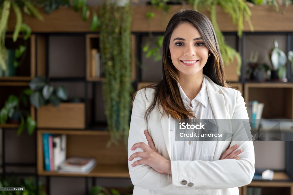 Successful Latin American Business Woman Smiling At The Office Stock ... Successful Latin American Business Woman Smiling At The Office Stock ...