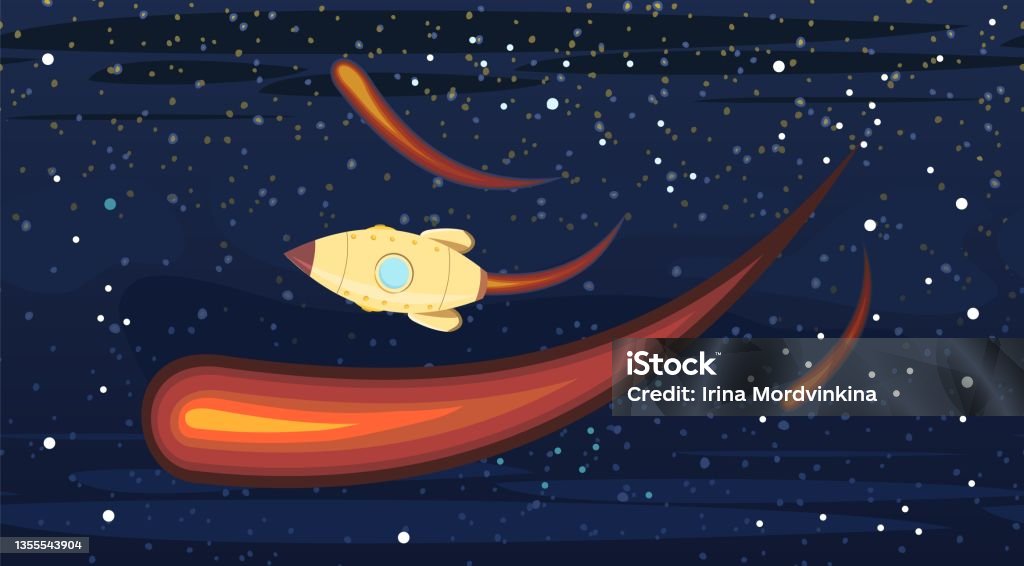Cosmos Background Planets Their Satellites Rocket And Comet Starry Sky