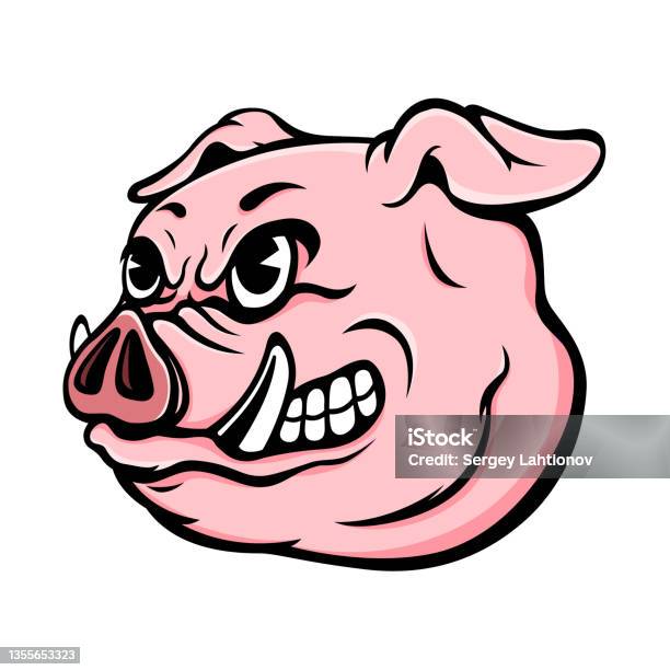 Mascotte De Tête De Cochon Logo Porcin En Colère Illustration