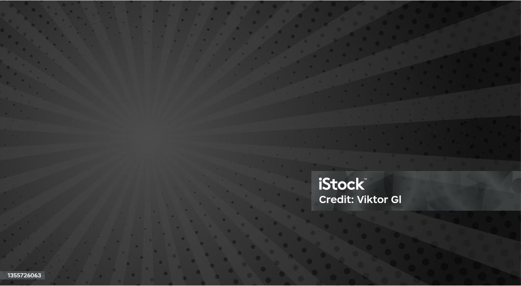 Absrtract Retro Shiny Starburst Black Background With Dots Pattern