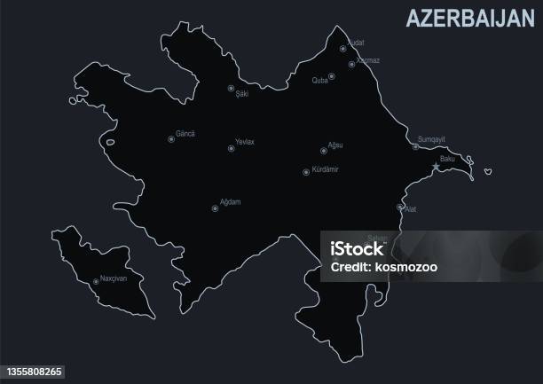Carte Plate De Lazerbaïdjan Avec Des Villes Et Des Régions Sur Fond