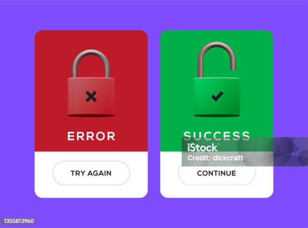 Success And Error Access Popup Window Ui Banner Vector Design With ... Success And Error Access Popup Window Ui Banner Vector Design With ...