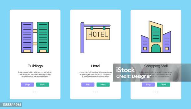 Écran De Page De Lapplication Mobile City Life Concept Onboarding Avec