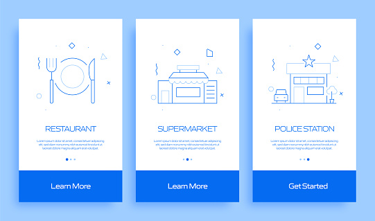 Écran De Page De Lapplication Mobile City Life Concept Onboarding Avec
