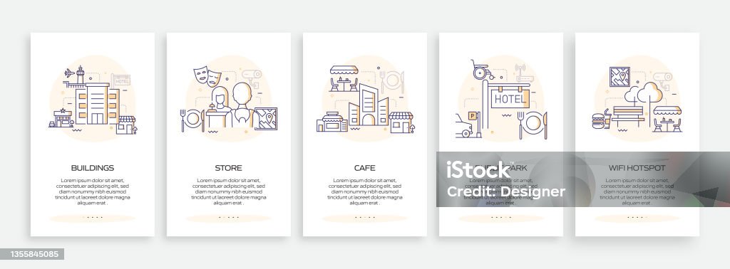 City Life Concept Onboarding Mobile App Page Screen With Line Icons Ux