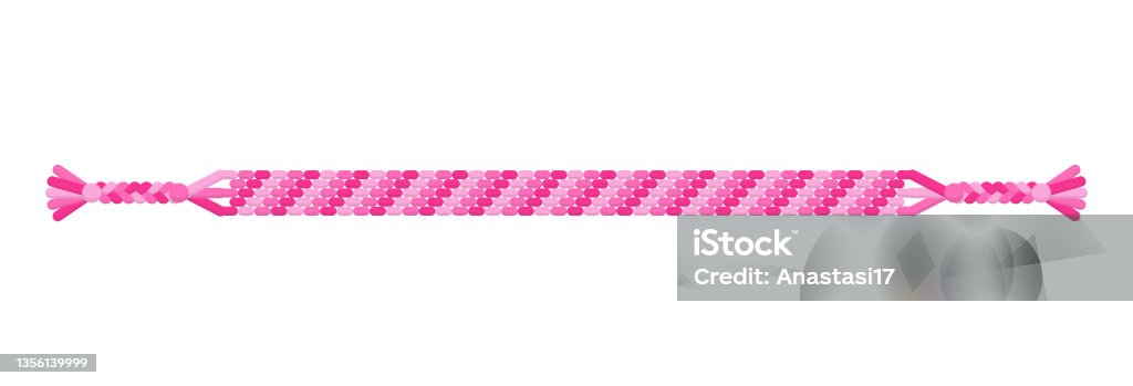 Vector Colored Handmade Hippie Friendship Bracelet Of Pink Threads