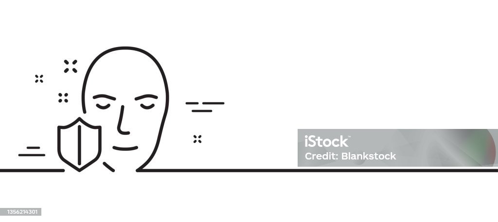 Face Detection Protected Line Icon Secure Access Sign Minimal Line