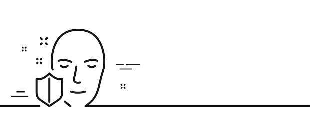 Face Detection Protected Line Icon Secure Access Sign Minimal Line