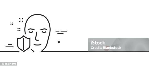 Face Detection Protected Line Icon Secure Access Sign Minimal Line