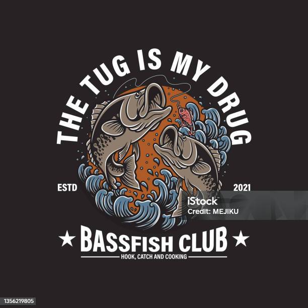 Ilustrasi Ikan Bass Largemouth Dengan Tangan Digambar Gaya Jadul Ilustrasi Stok Unduh Gambar