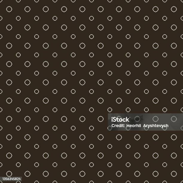 Vector Pixel Art Black And White Seamless Pattern Of Minimalistic Polka