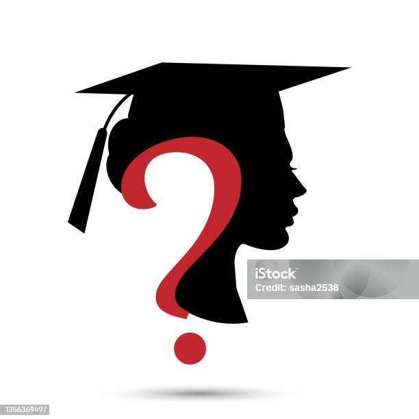 Tête De Point Dinterrogation Avec Icône Détudiant Diplômé Vecteurs