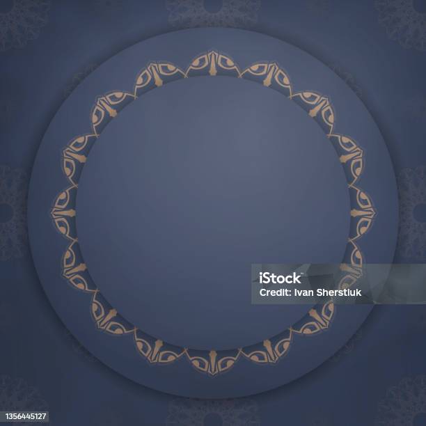 Template Congratulatory Brosur Berwarna Biru Dengan Pola Coklat Yunani