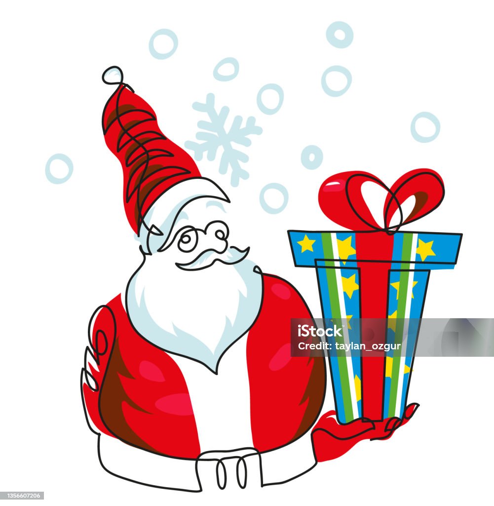 Un Dessin Au Trait Du Portrait Du Père Noël Vecteurs Libres De Droits Et Plus Dimages