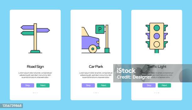 City Life Concept Onboarding Mobile App Page Screen With Line Icons Ux
