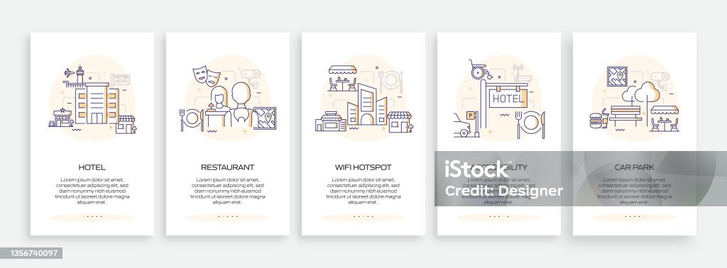 City Life Concept Onboarding Mobile App Page Screen With Line Icons Ux