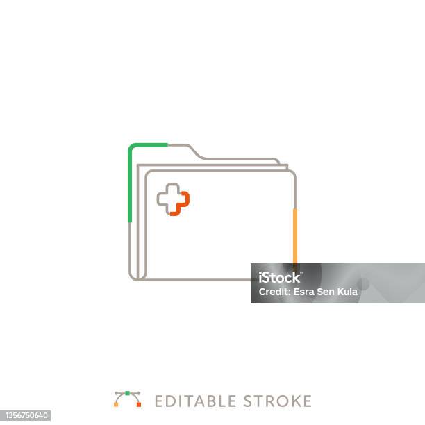 Icône De Ligne Multicolore Du Dossier Denregistrement Du Patient Avec