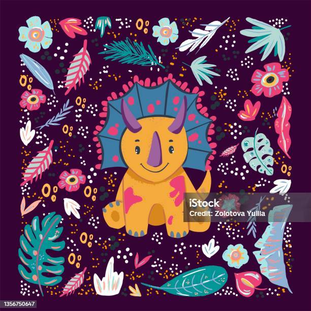Kartun Lucu Dinosaurus Kecil Ilustrasi Vektor Lucu Sederhana Dino