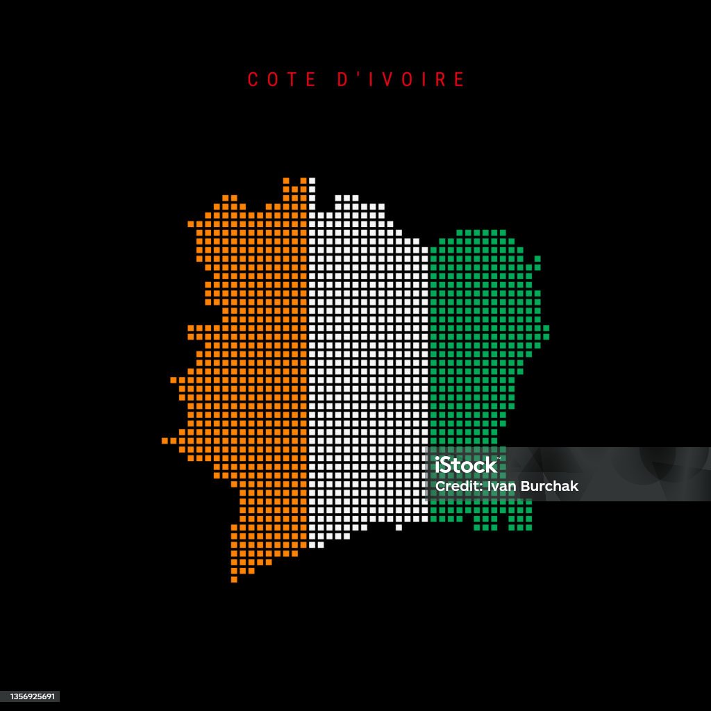 Square Dots Pattern Map Of Cote D Ivoire Ivory Coast Dotted Pixel Map