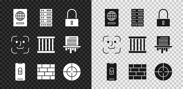 Set Passport Server Data Web Hosting Lock Mobile With Closed Padlock Bricks Target Face