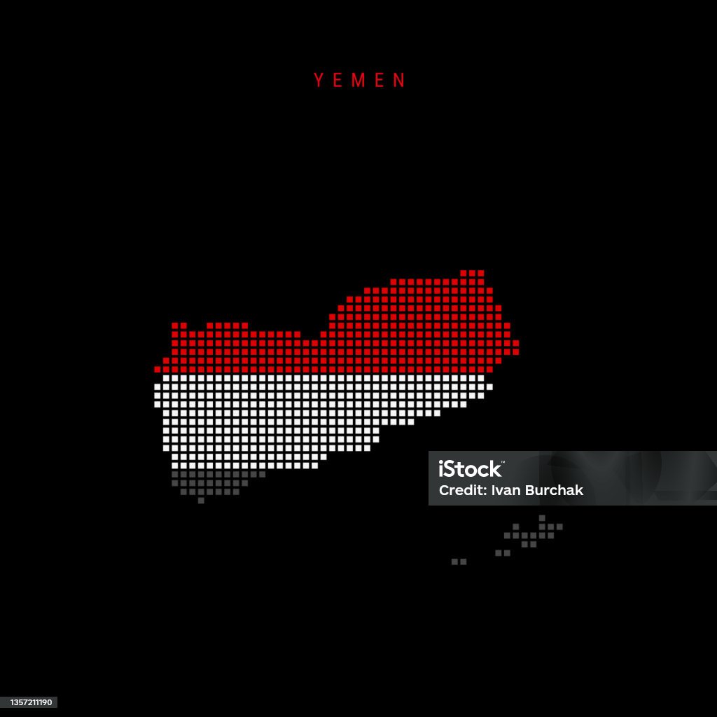 Square Dots Pattern Map Of Yemen Yemeni Dotted Pixel Map With Flag