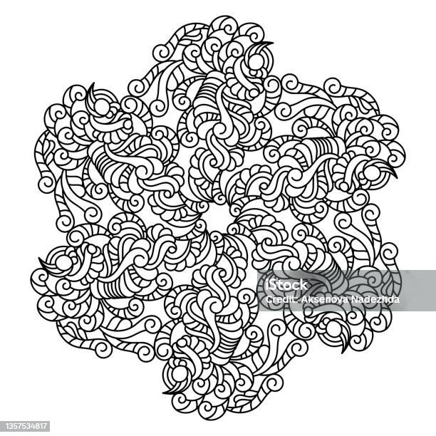 Halaman Buku Mewarnai Untuk Orang Dewasa Mandala Ilustrasi Vektor Untuk