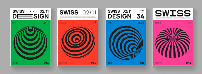 Koleksi Poster Desain Swiss Meta Elemen Grafis Modern Sampul Geometris