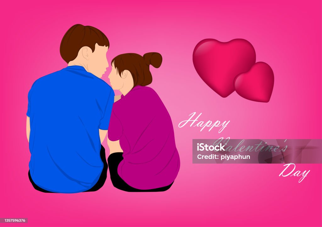 Graphics Vector Design Card For Valentine Day With Couple Man And Women