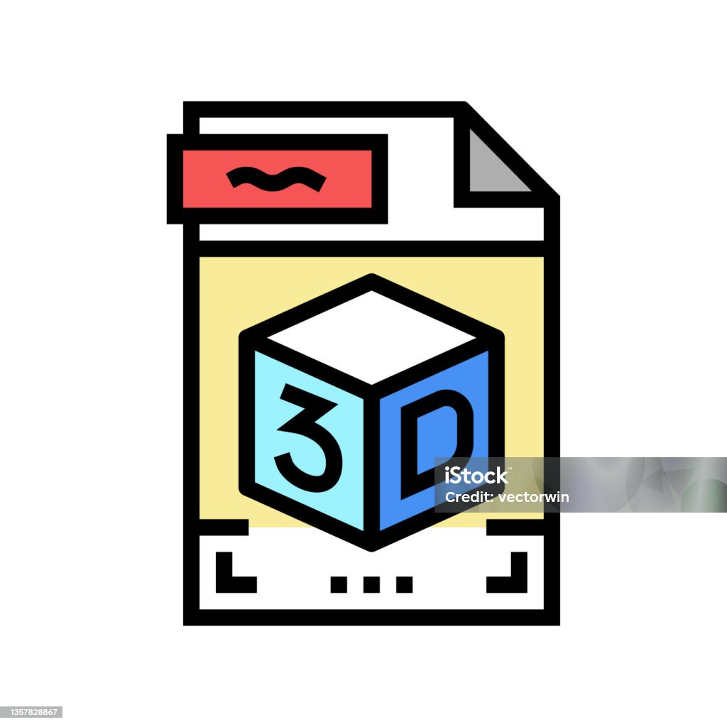 Stock Ilustrace Stl 3d Soubor Barva Ikona Vektorová Ilustrace