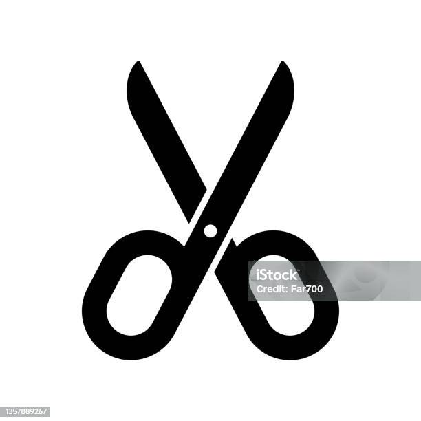 Ikon Gunting Siluet Hitam Tampak Sisi Depan Ilustrasi Grafik Datar